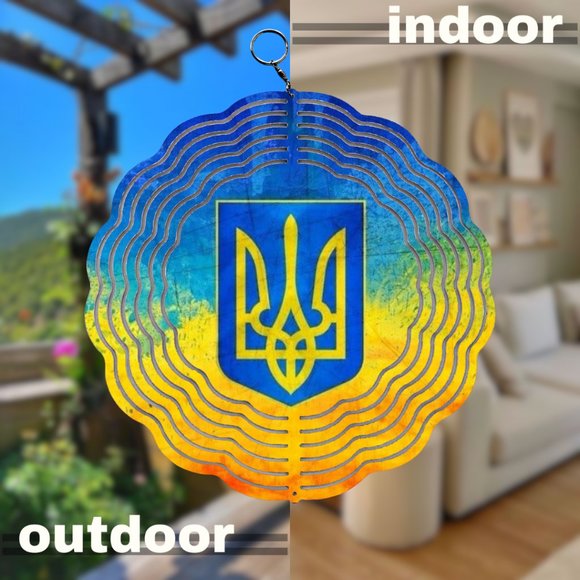 Design | Retro Ukraine Coat Of Arms Symbol Ukrainian Flag Wind Spinner ...
